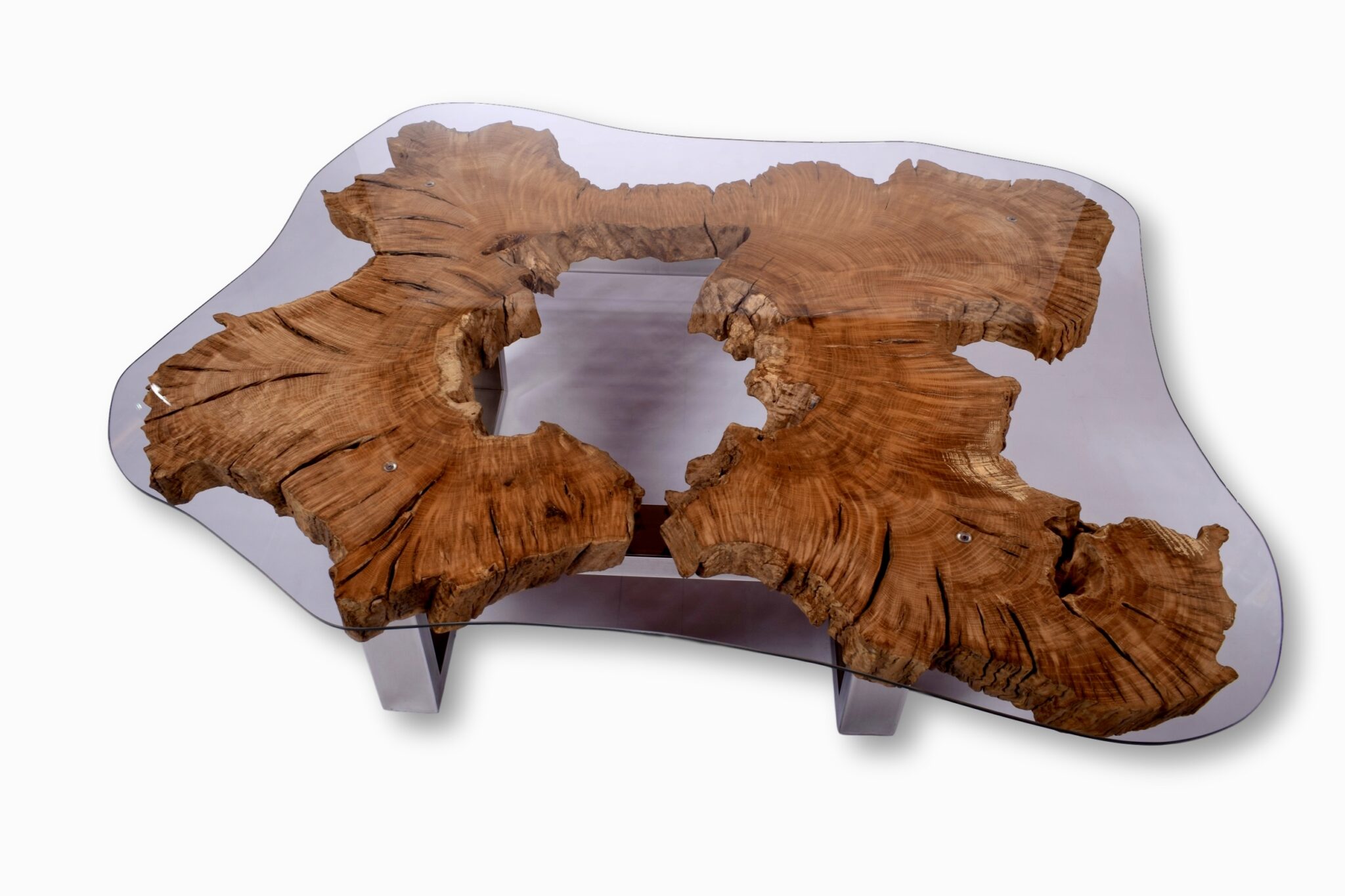 Table basse tronc d'arbre "ILLUSION METAL" de Penone Design